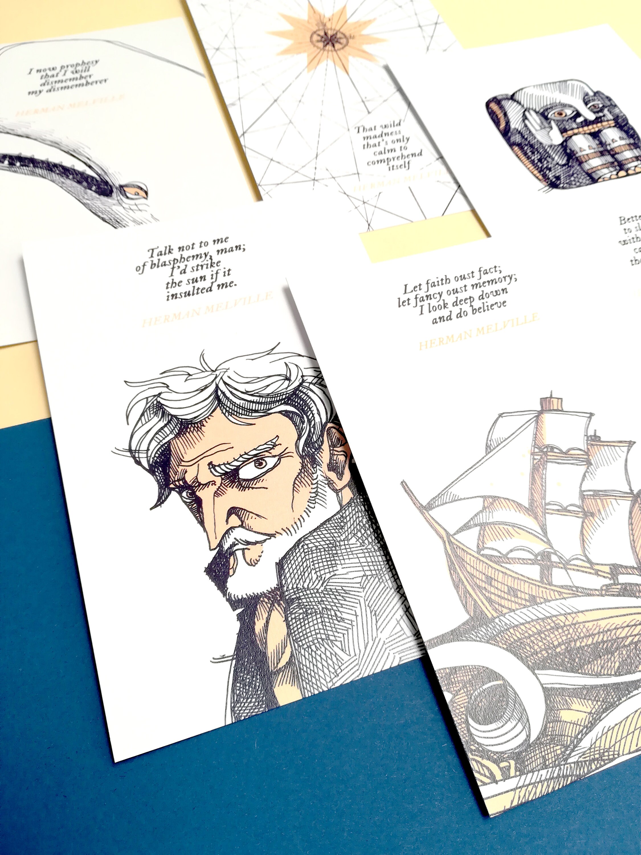 Moby Dick: Set of 5 Postcards With Illustrations and Quotes From the ...