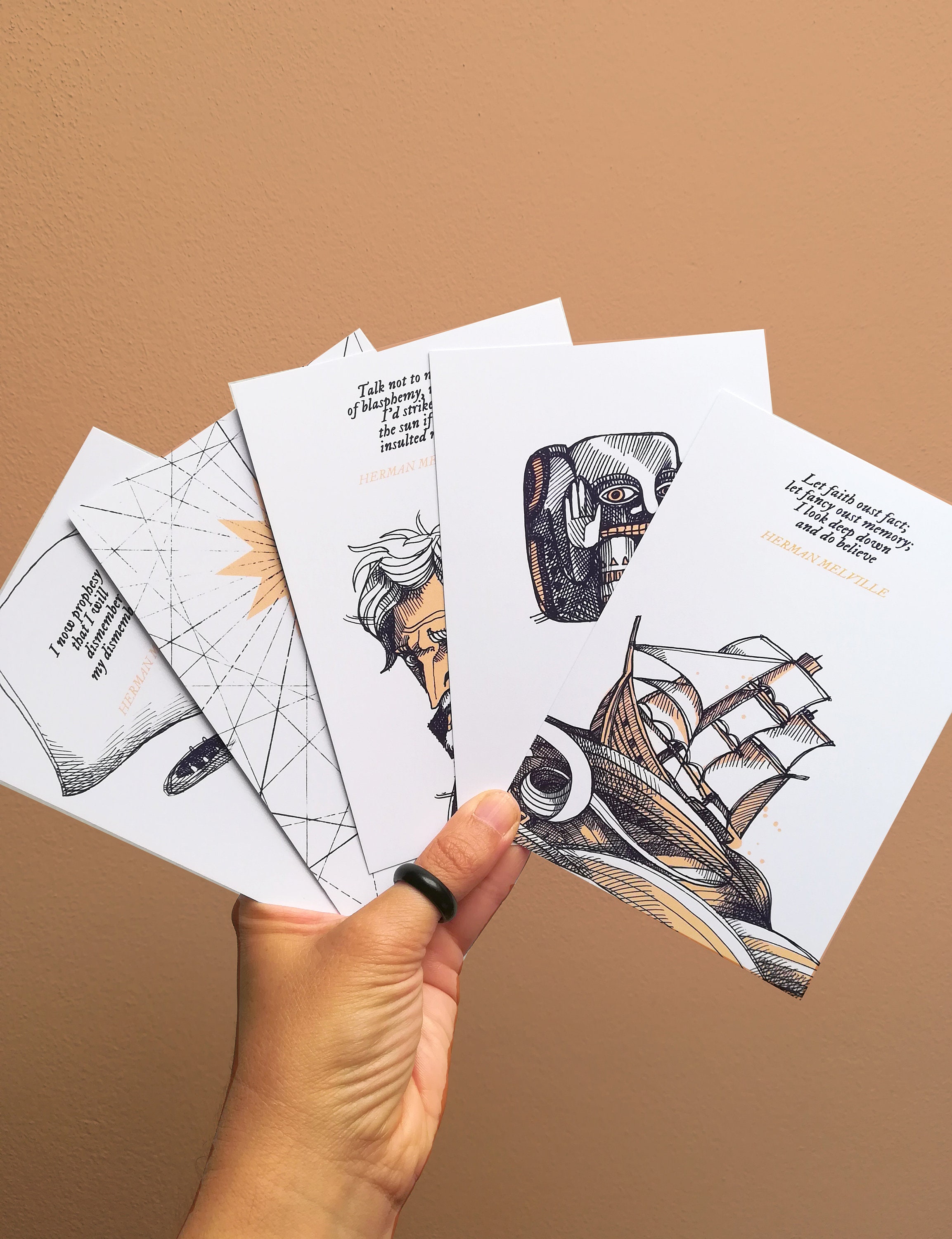 Moby Dick: Set of 5 Postcards With Illustrations and Quotes From the ...