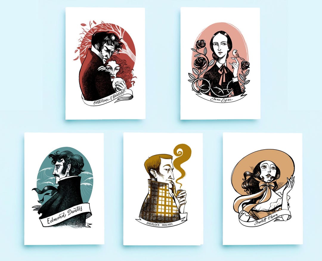 Literary Character Postcards: Classic Novel Art Prints - Etsy
