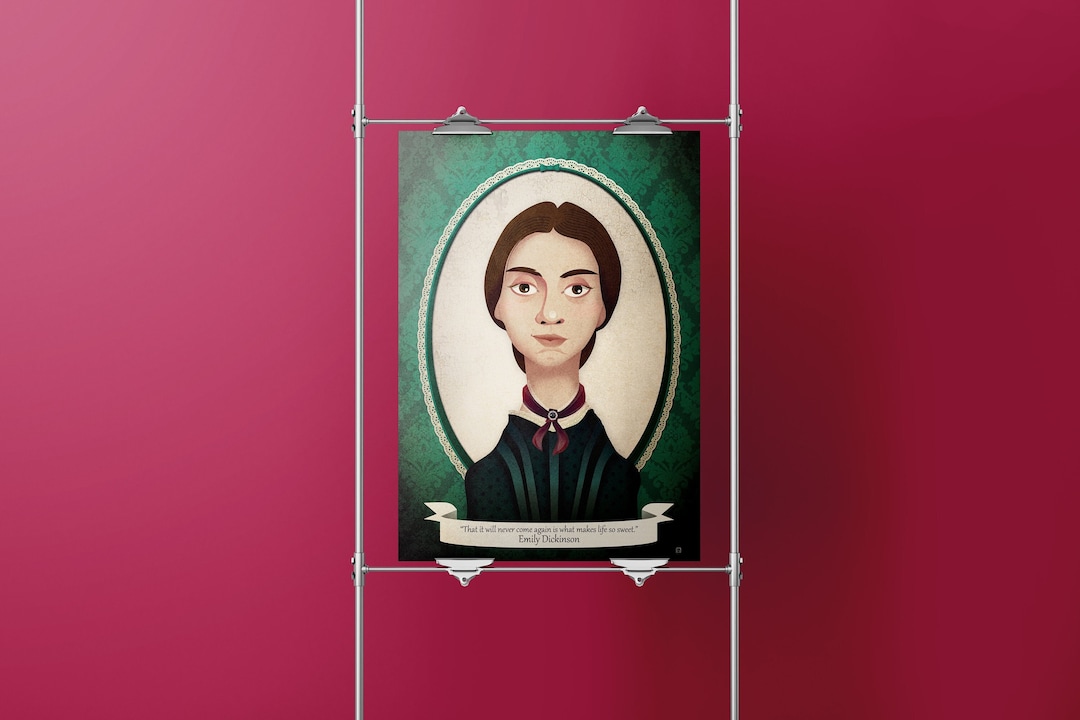 Emily Dickinson Illustrated Print, Portrait Poster of Poetess, A4 - Etsy
