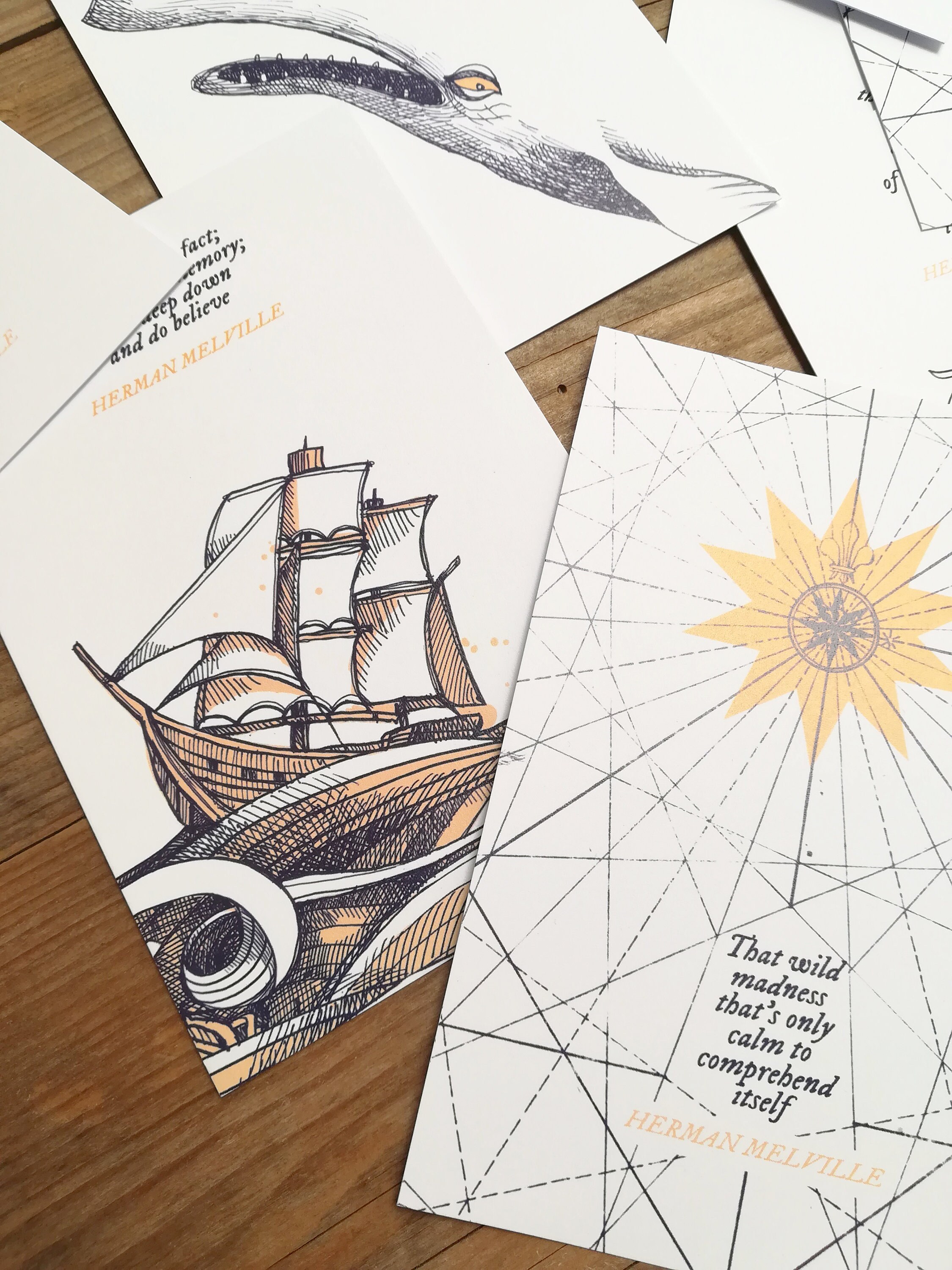Moby Dick: Set of 5 Postcards With Illustrations and Quotes From the ...