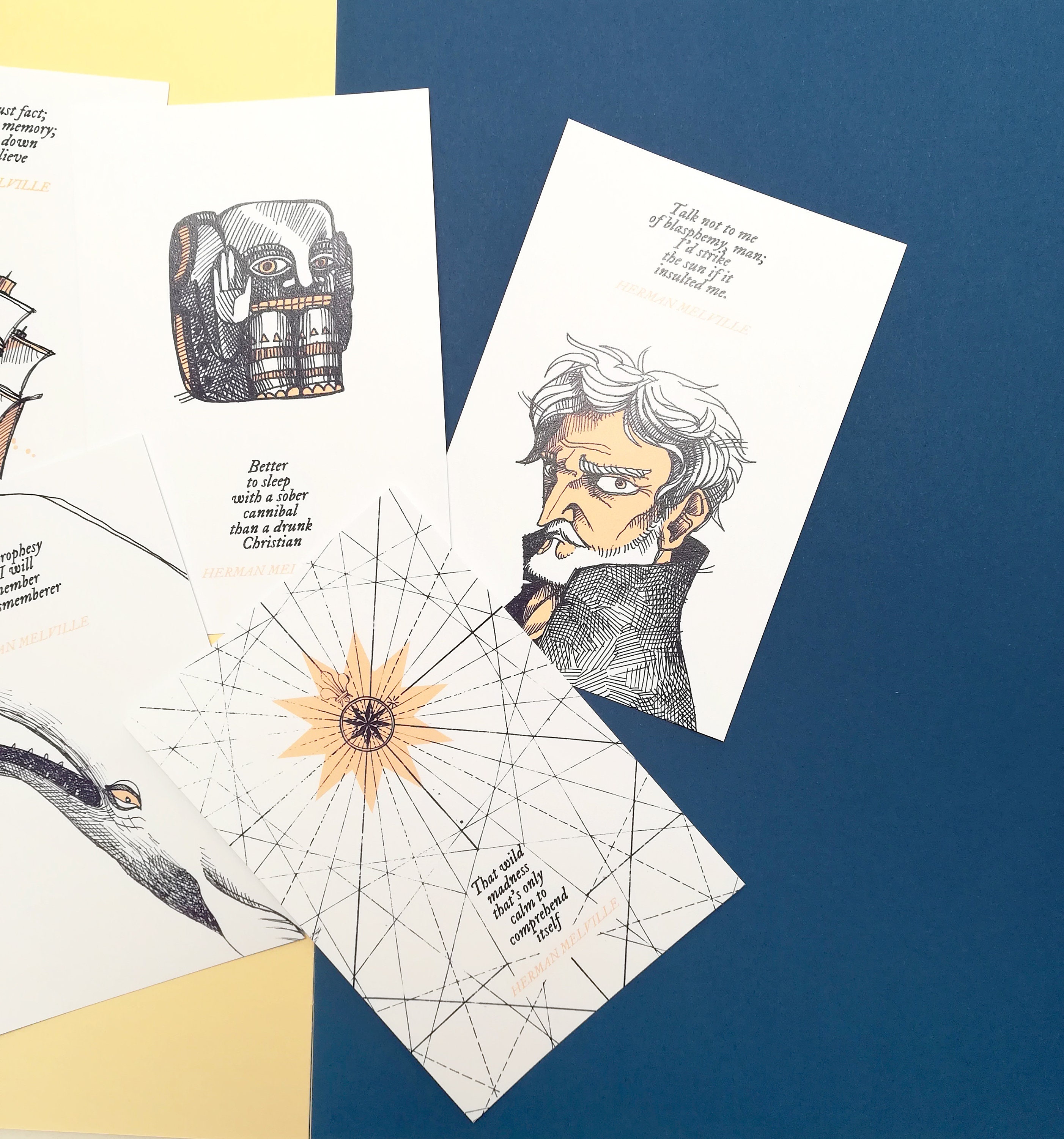 Moby Dick: Set of 5 Postcards With Illustrations and Quotes From the ...