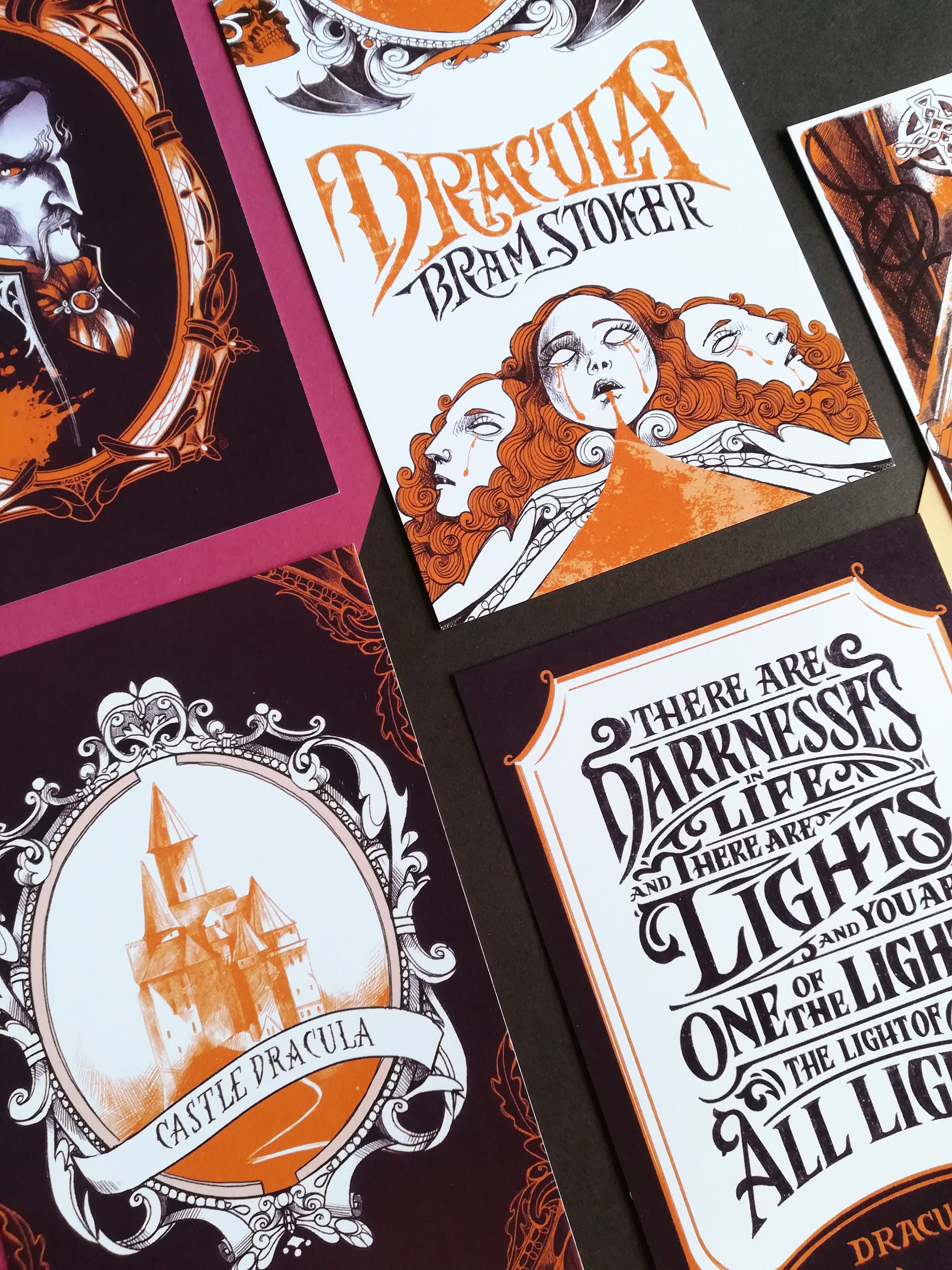 Dracula Art, Set of 5 Illustrated Cards With Quotes. Il Cartavolante ...