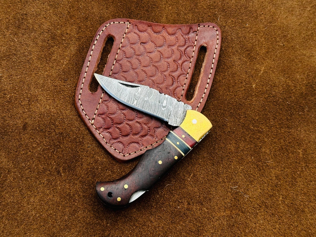 Handmade Damascus Steel Folding Knife Pocked Knife EDC Hunting Knife ...
