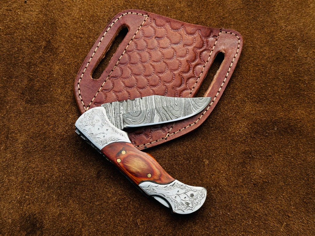 Handmade Damascus Steel Folding Knife Pocked Knife EDC Hunting Knife ...