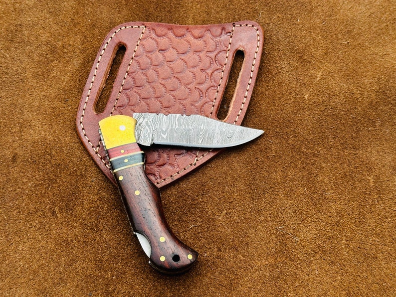Handmade Damascus Steel Folding Knife Pocked Knife EDC Hunting Knife ...