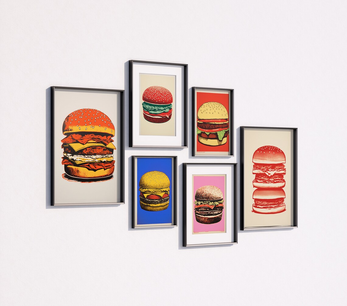 Food Wall Art Set of 6 Prints, Kitchen Wall Decor, Kitchen Wall Art ...