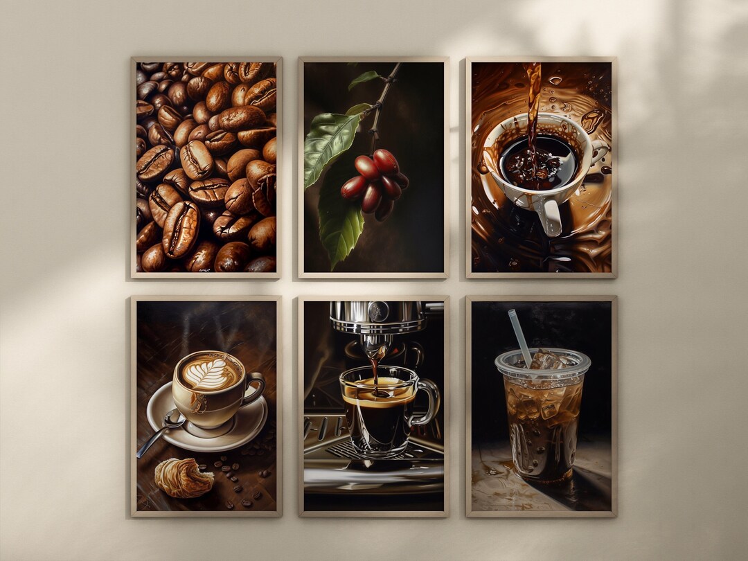 Set of 6 Food Wall Art Prints, Kitchen Wall Decor, Cafe Wall Art, Food ...
