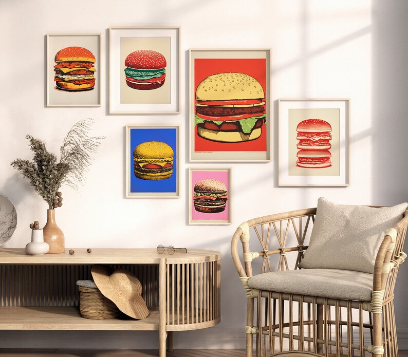 Food Wall Art Set of 6 Prints, Kitchen Wall Decor, Kitchen Wall Art ...