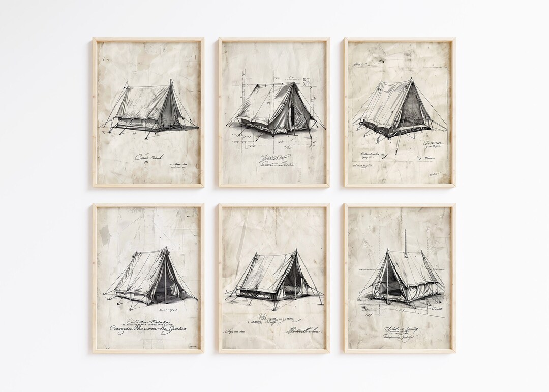 Retro Camping Wall Art Print, Set of 6 Prints, Vintage Camp Wall Art ...