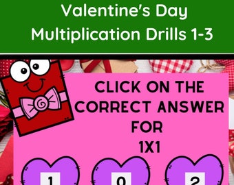 Valentine's Day Multiplication Drills 7-9 Boom Cards 3rd Grade Digital ...