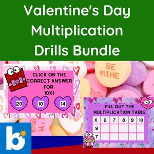 Valentine's Day Multiplication Drills Times Table Practice for 1s -12s ...