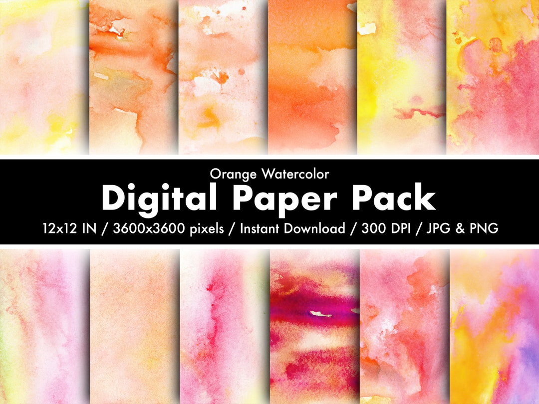 Orange Watercolor Digital Paper- Abstract Art Backgrounds- Digital ...