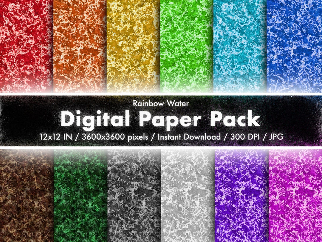 Rainbow Water Digital Paper- Abstract Art Backgrounds- Digital ...