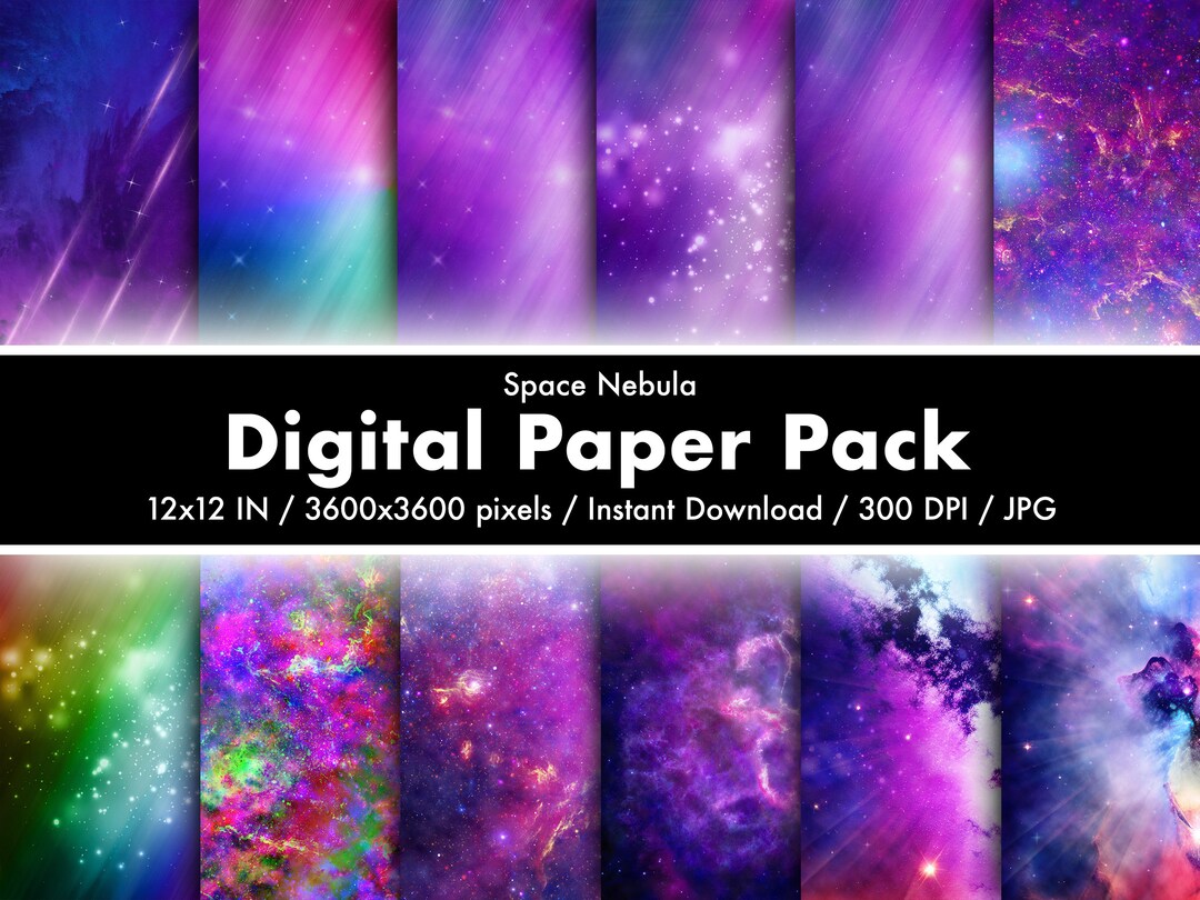 Space Nebula Digital Paper- Abstract Art Backgrounds- Digital Scrapbook ...