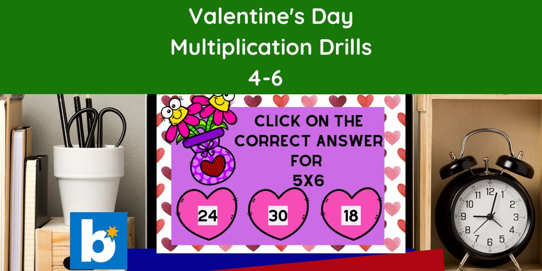 Valentine's Day Multiplication Drills 4-6 Boom Cards 3rd Grade Digital ...