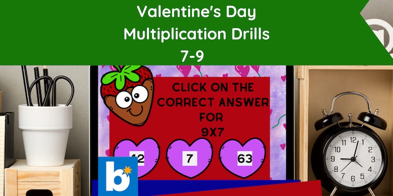 Valentine's Day Multiplication Drills 7-9 Boom Cards 3rd Grade Digital ...