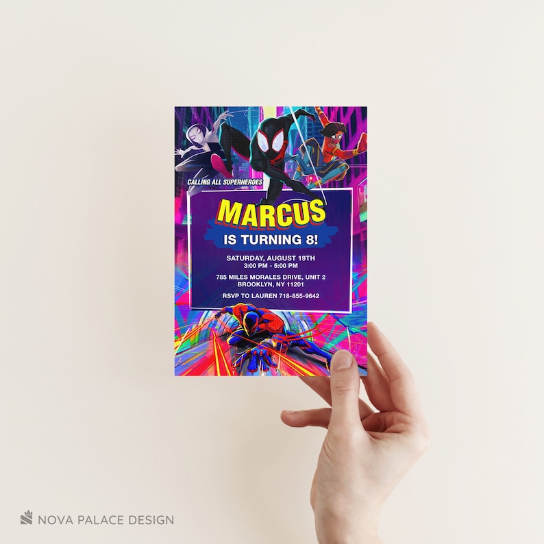 Spider-man Across the Spider Verse Birthday Invitation, Spiderman ...