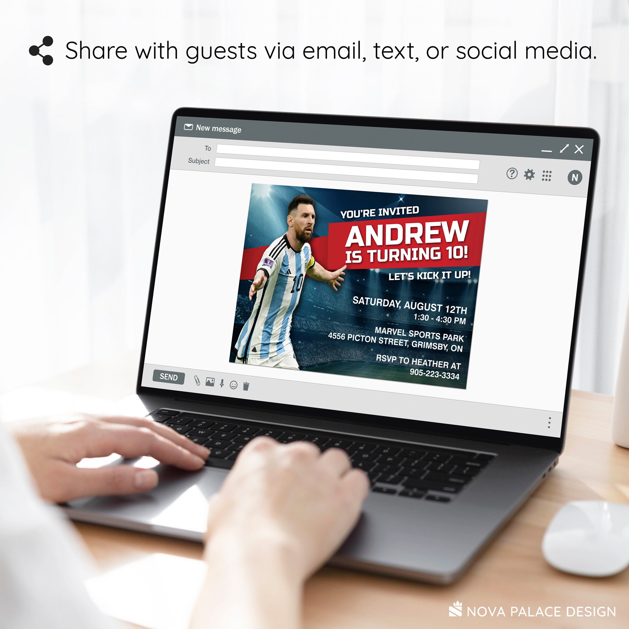 Personalized Soccer Invite, Messi Birthday Invitation, Argentina Soccer ...