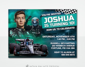 Charles Leclerc Invite, Race Car Birthday Invitation, Ferrari Racing ...