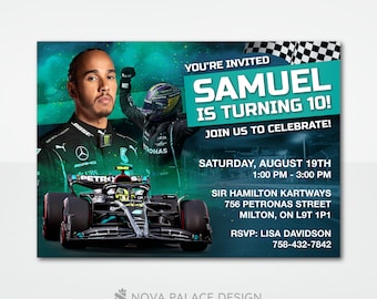 Max Verstappen Invite, Race Car Birthday Invitation, Red Bull Racing ...