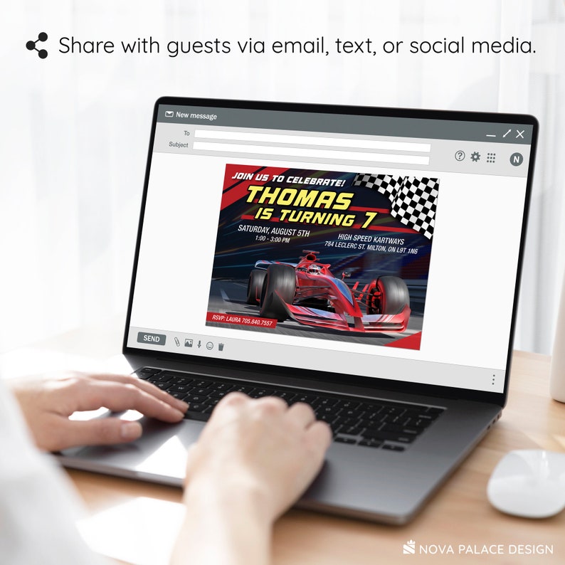 Race Car Invite, Racing Car Birthday Invitation, Formula 1 Theme, F1 ...