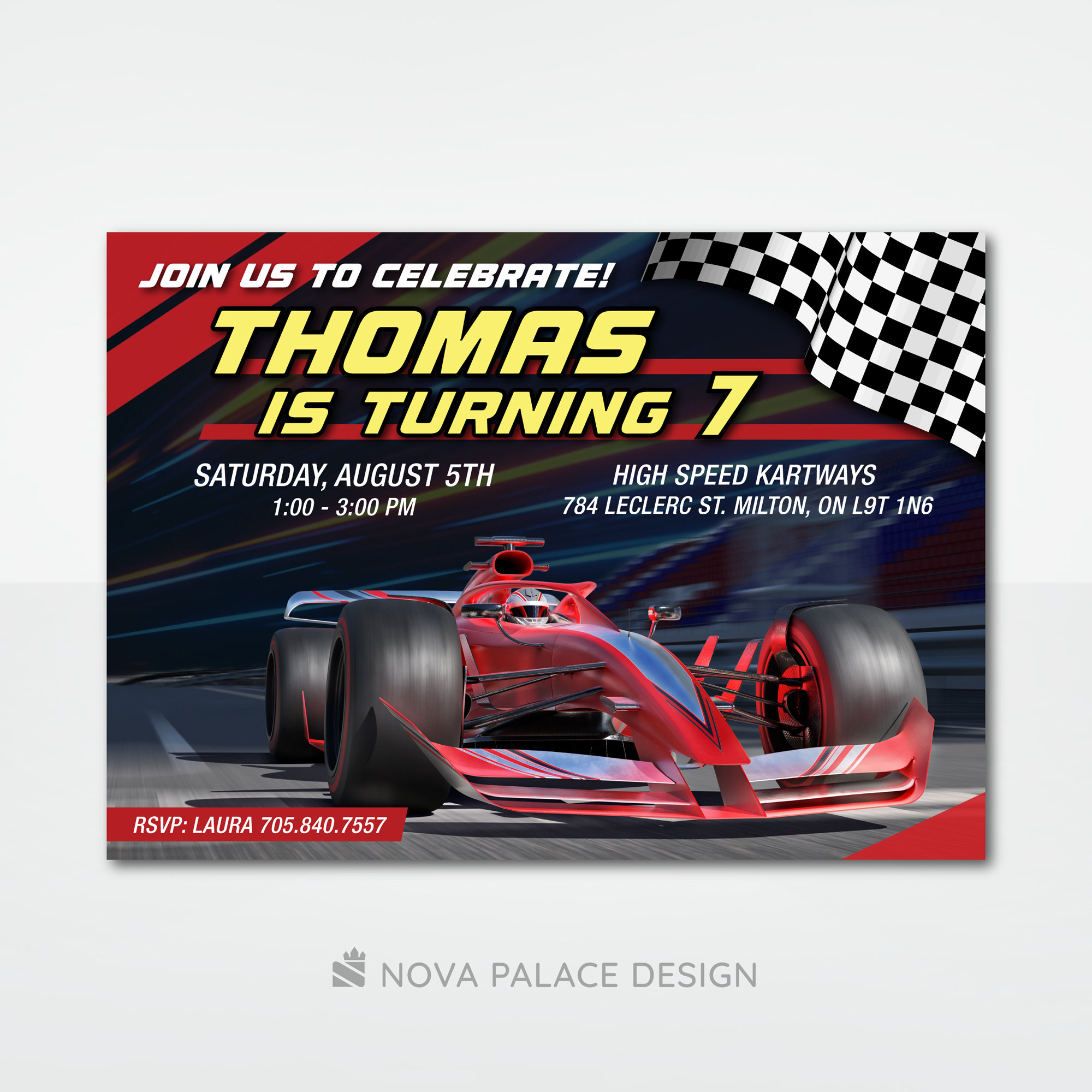 Race Car Invite, Racing Car Birthday Invitation, Formula 1 Theme, F1 Custom Digital Download ...