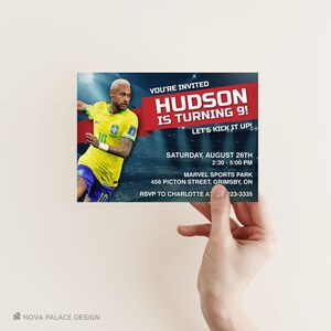 Personalized Soccer Invitation, Neymar Birthday Invite, Brazil Soccer ...