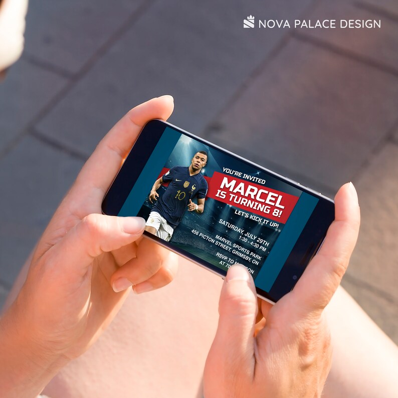 Personalized Soccer Invite , Mbappe Birthday Invitation, French Soccer ...