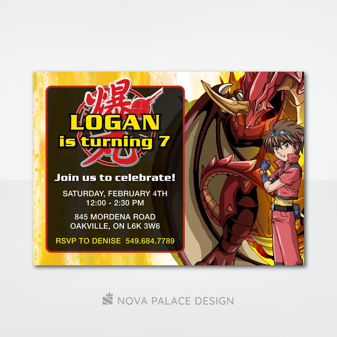 Personalized Bakugan Birthday Invite, Bakugan Invitation, Battle ...