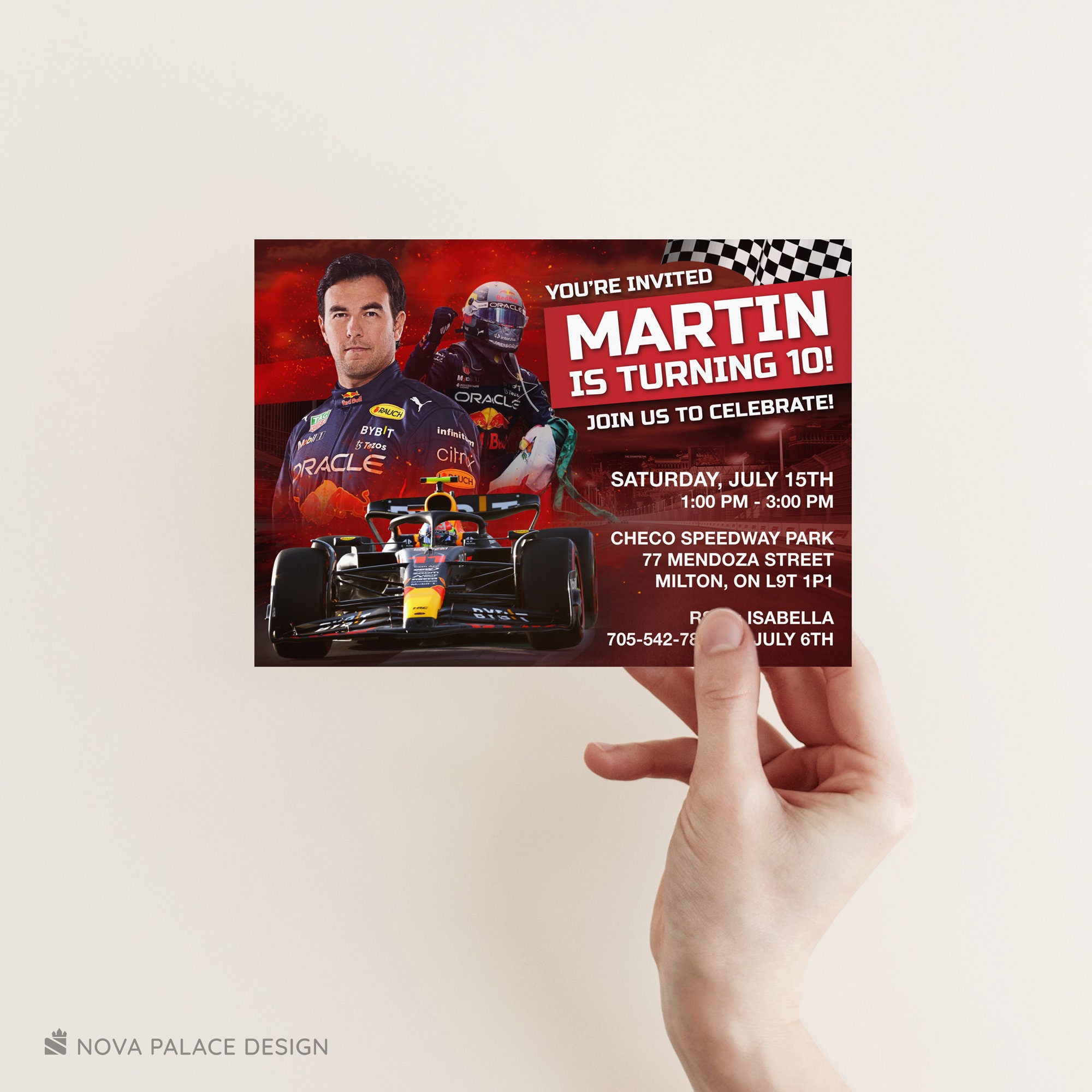 Invitación de Sergio Pérez, Invitación de cumpleaños de Checo, Red Bull ...