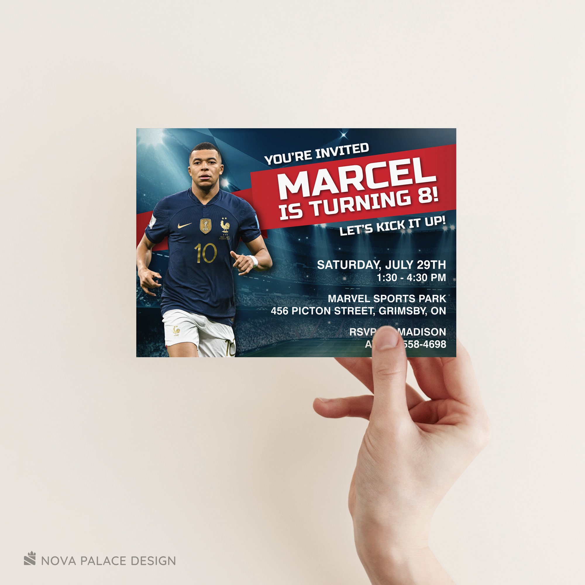 Personalized Soccer Invite , Mbappe Birthday Invitation, French Soccer ...
