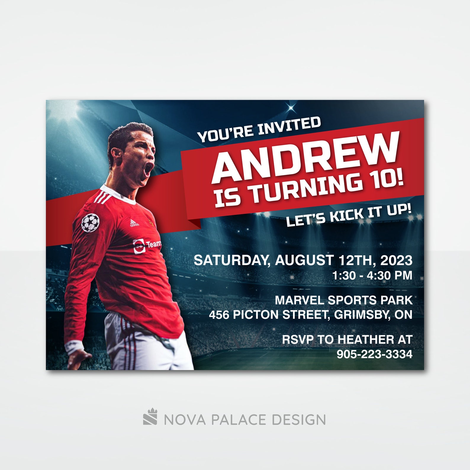 Personalized Soccer Invite, Ronaldo Birthday Invitation, Portugal ...