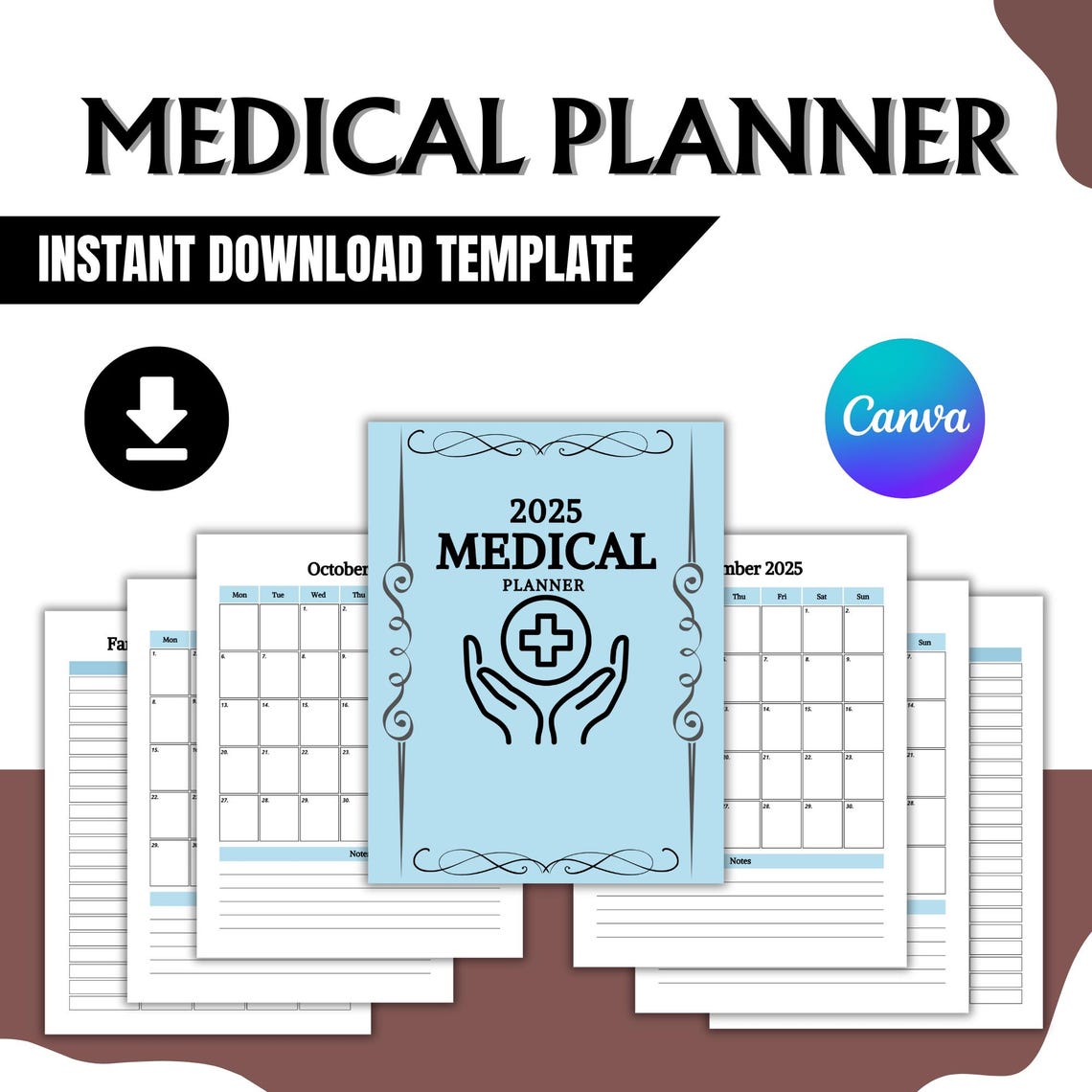 Editable Medical Planner, Printable Health Organizer, Digital Medical ...