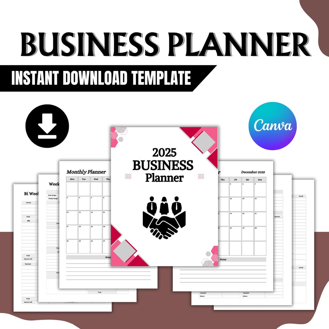 Editable Printable 2025 Business Planner, Digital Organizer for ...