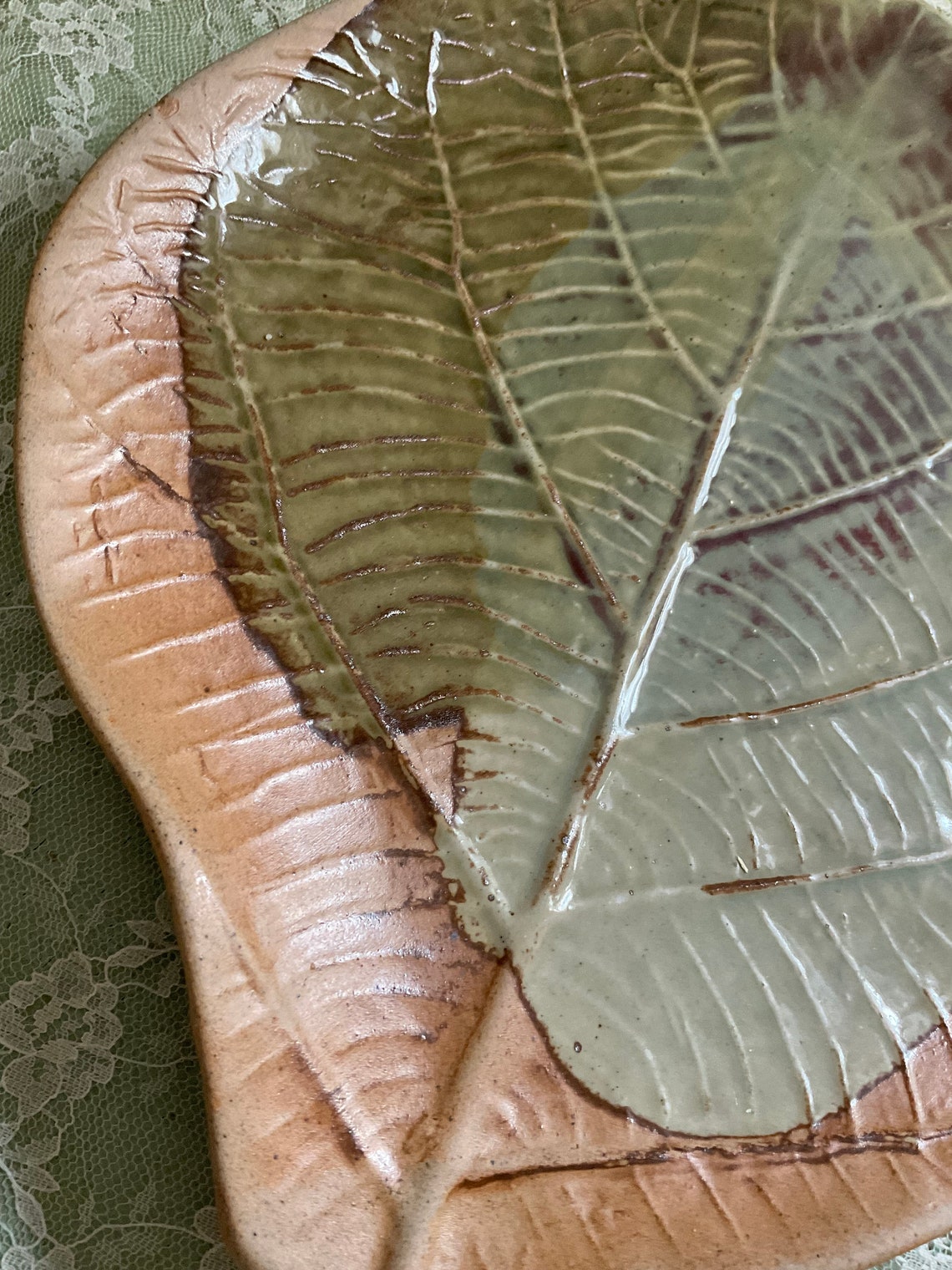 Pottery Leaf Console Tray - Glazed - Console Bowl - Ceramic Leaf Tray ...