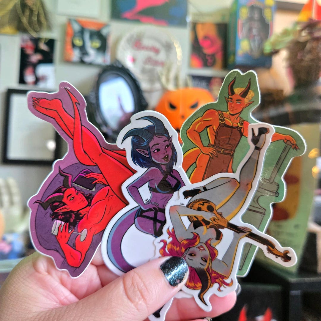 Tiefling Pinup BG3 Sticker Pack - Alfira, Nocturne, Dammon and Rolan - Etsy