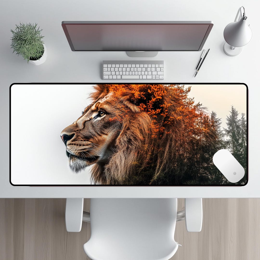 Majestic Lion Desk Mat - Office Decor, Gift for Animal Lovers ...