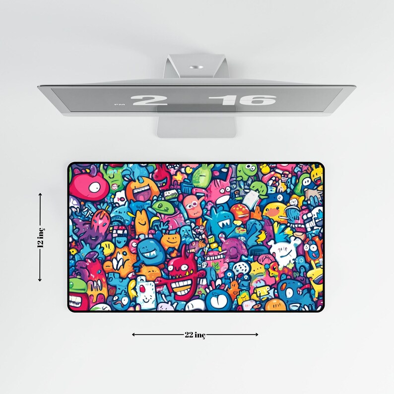 Colorful Monster Desk Mat - Fun Office Decor, Gaming Mouse Pad, Playful ...