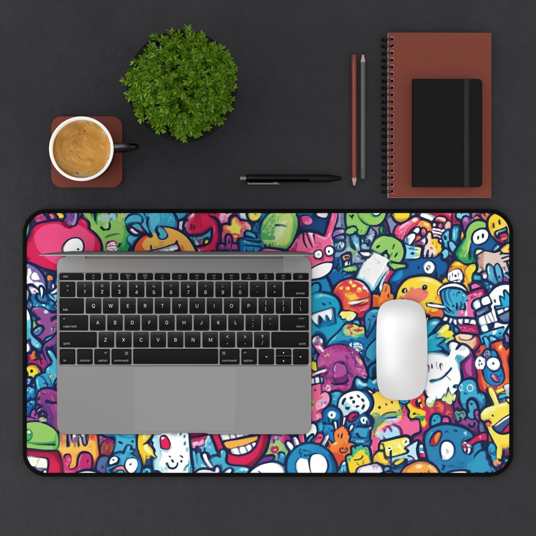 Colorful Monster Desk Mat - Fun Office Decor, Gaming Mouse Pad, Playful ...