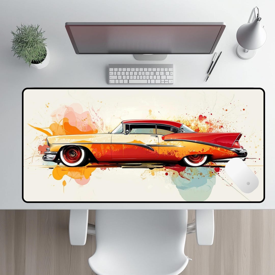 Retro Classic Car Desk Pad – Large Gaming Mouse Pad With Vibrant ...