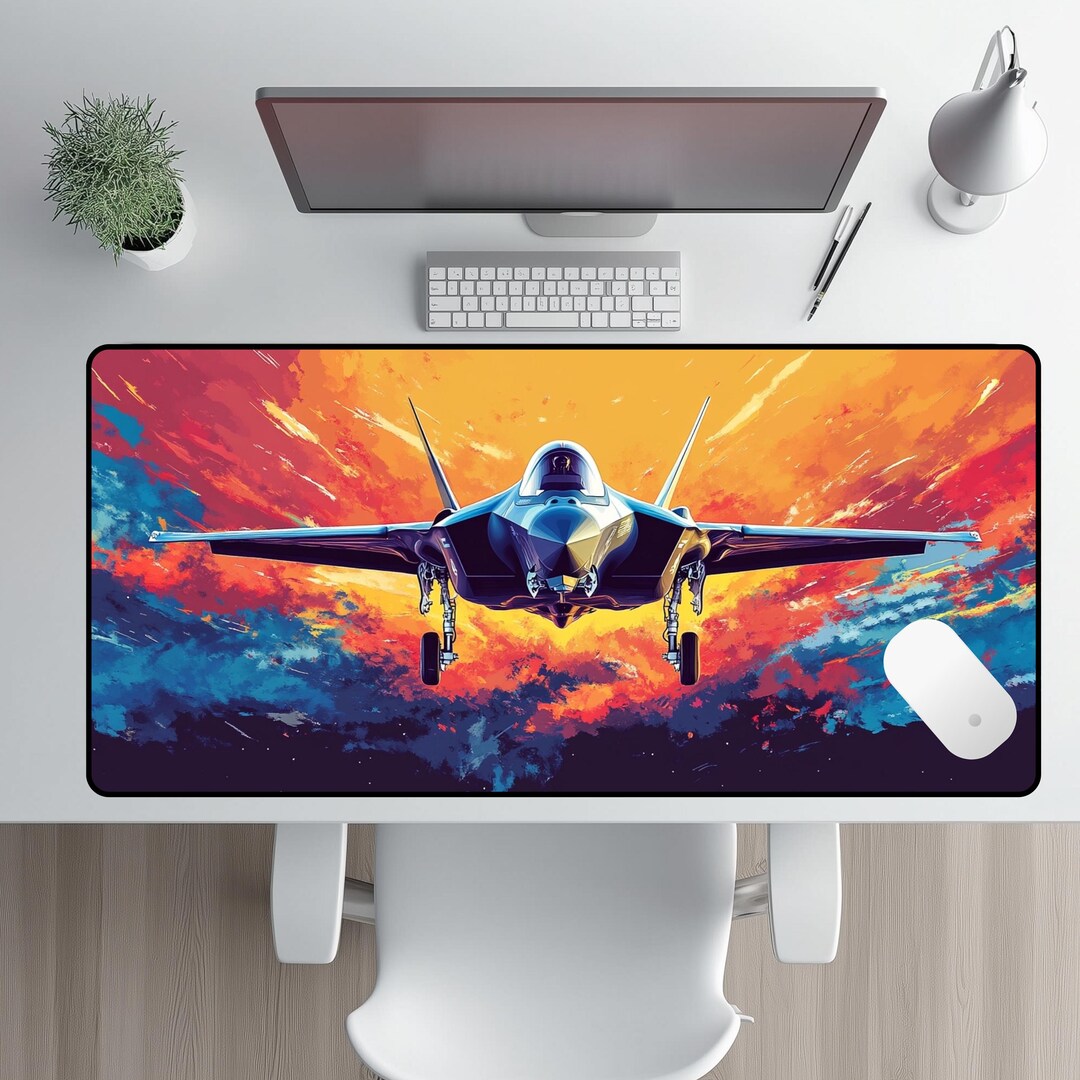 Fighter Jet Desk Mat, Gaming Desk Pad, Office Mat for Men, Cool Decor ...
