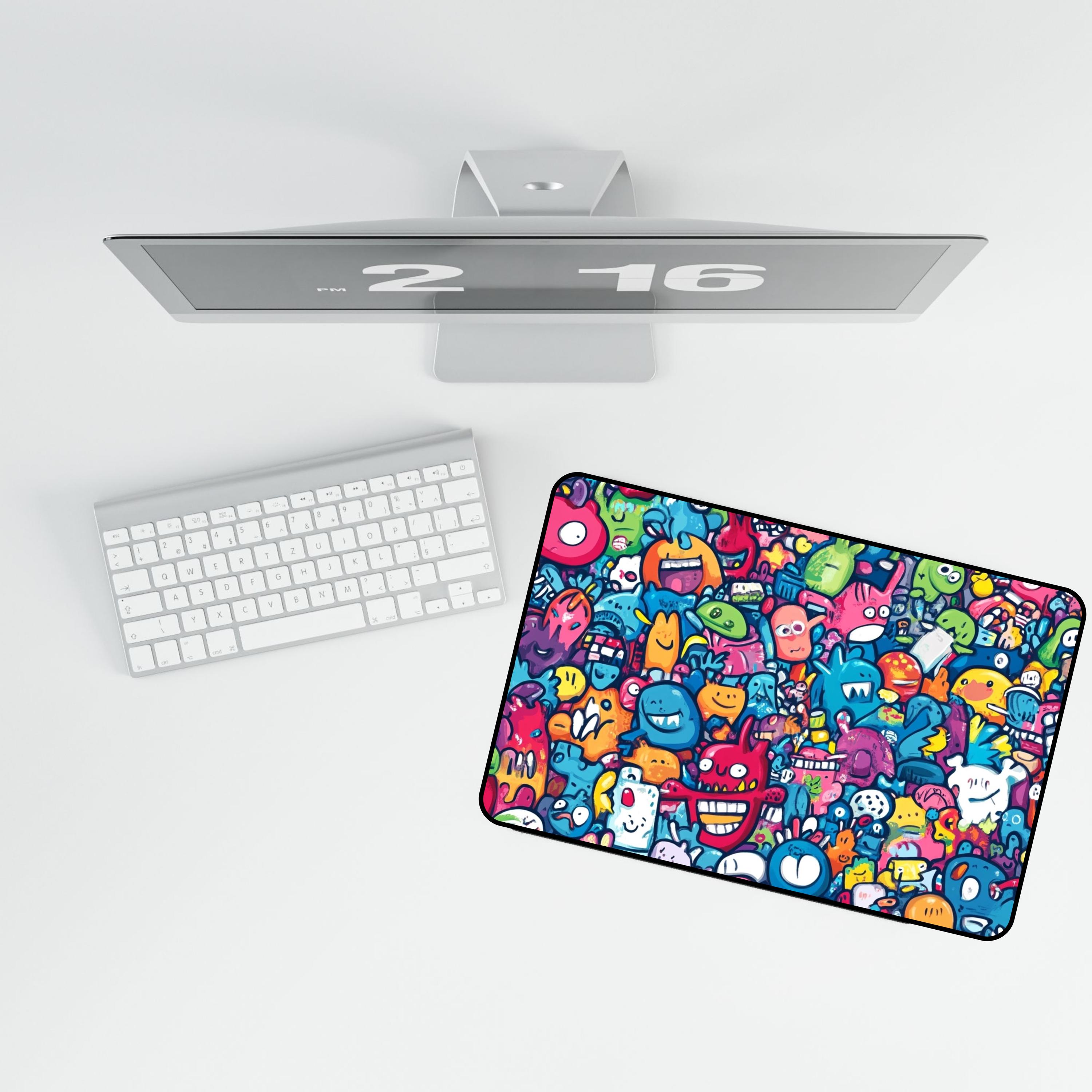 Colorful Monster Desk Mat - Fun Office Decor, Gaming Mouse Pad, Playful ...