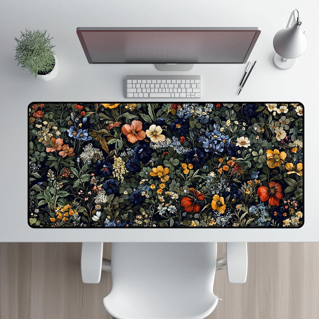 Botanical Desk Mat, Nature-inspired Mouse Pad, Floral Office Decor ...