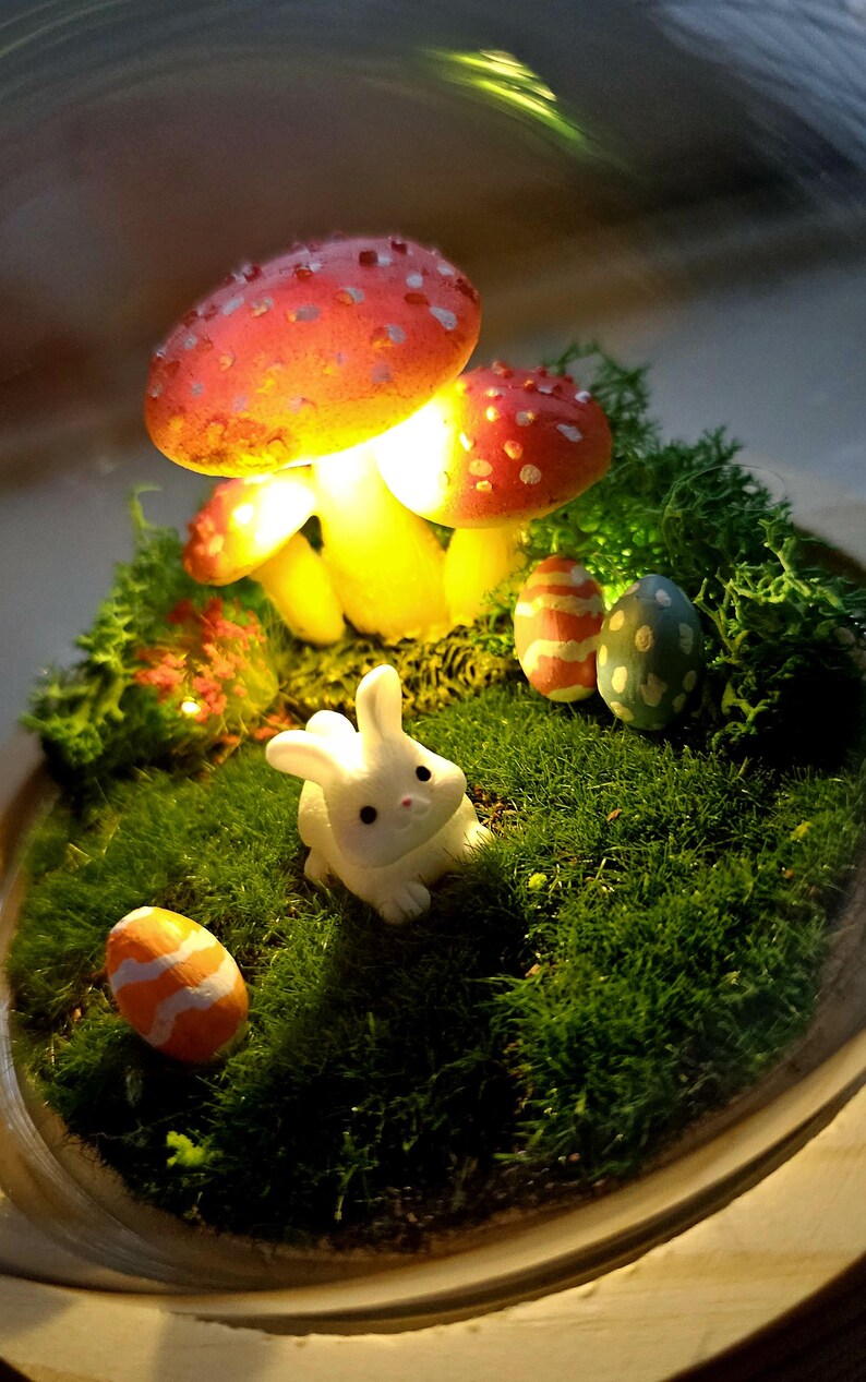 Easter Bunny Lamp, Glass Dome Night Light, Easter Decor, Light Night ...