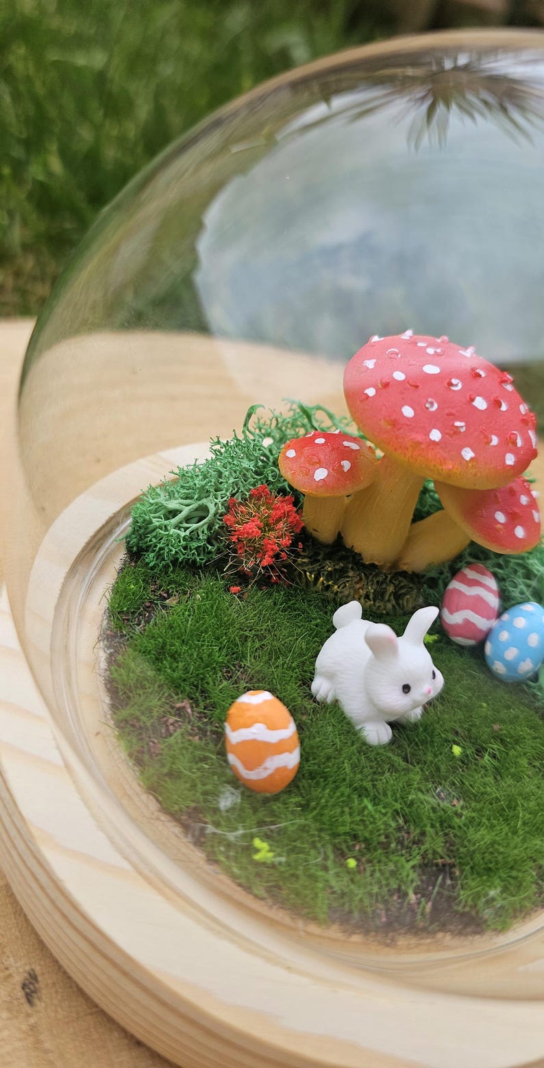 Easter Bunny Lamp, Glass Dome Night Light, Easter Decor, Light Night ...