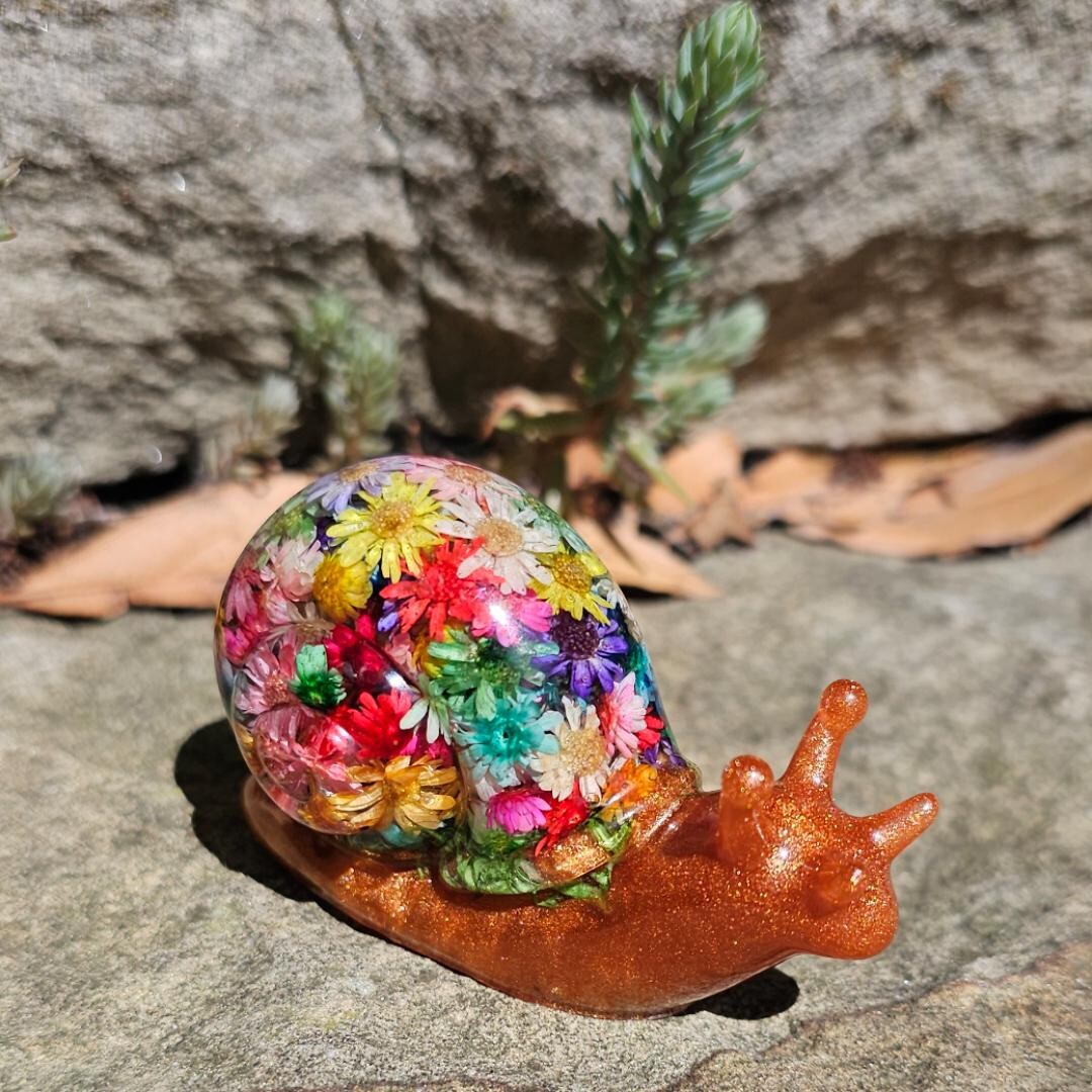 Handmade Snail With Real Flowers and Moss, Whimsical Garden Décor ...