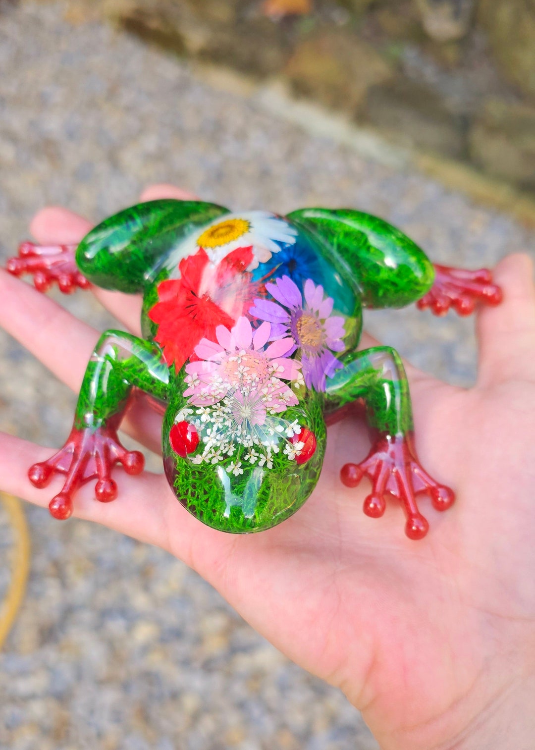 Resin Frog Décor, Floral Frog Paperweight, Best Gifts Under 30, Frog ...