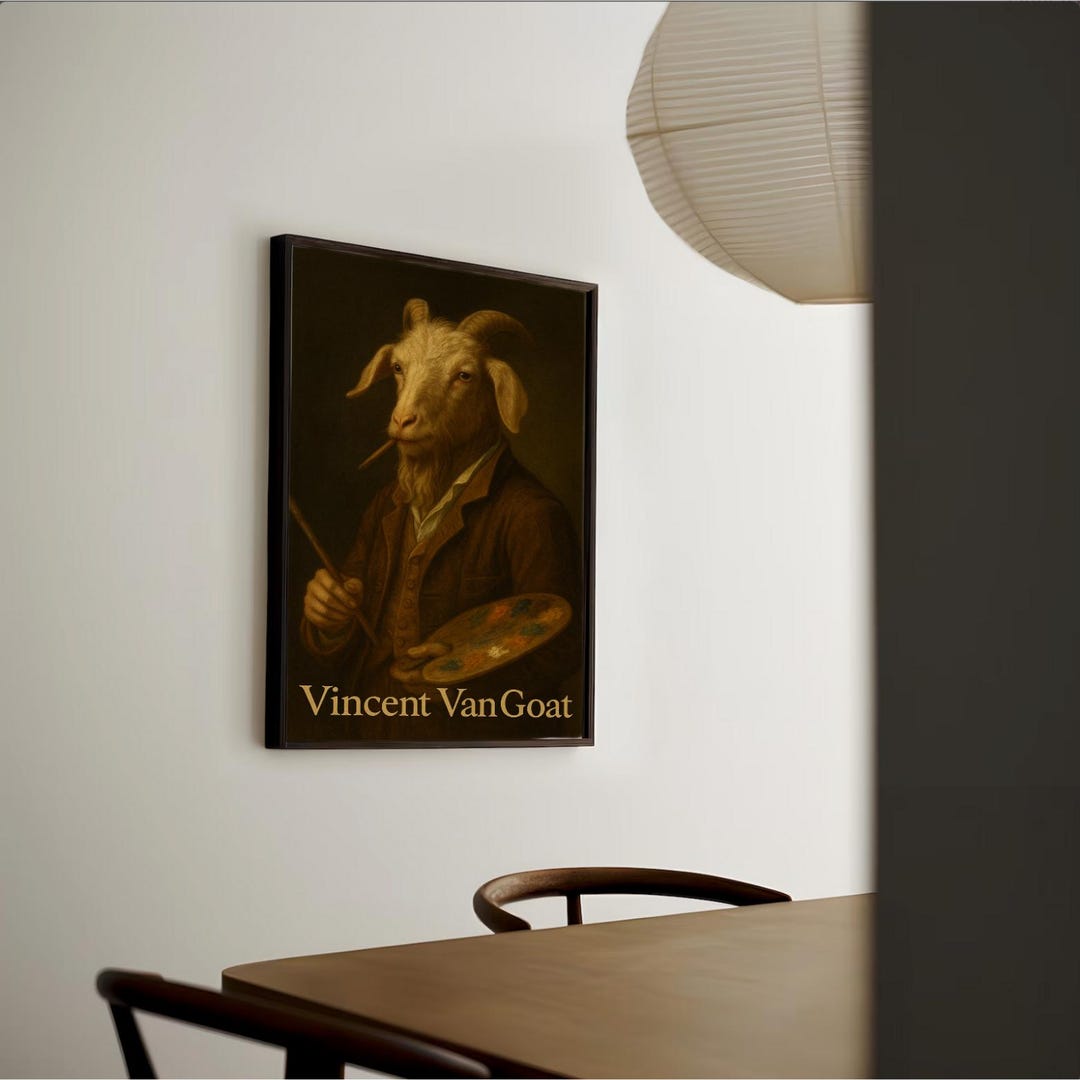 Vincent Van Goat Portrait | Funny Goat Wall Art | Royal Animal Painting ...