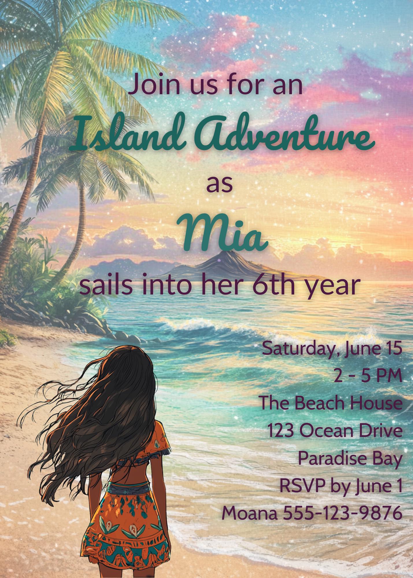 Tropical Island Adventure Invitation Template | Canva | Instant ...